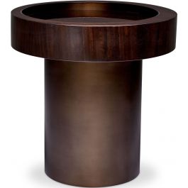 Eichholtz Otus Side Table Round in Eucalyptus Veneer & Bronze | Unlimited Furniture