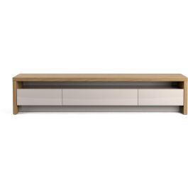 Manhattan Comfort Sylvan 85.43 TV Stand with 3 Drawers in Nature Wood and Off White Unlimited Furniture