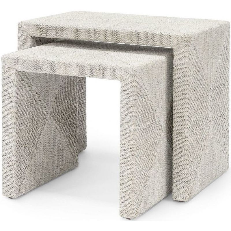 Palecek Jeffrey Alan Marks Woodside Nest Table in White Sand, Set Of 2 ...