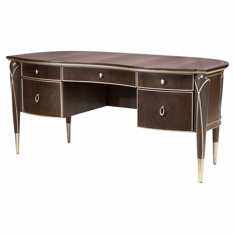 AICO Michael Amini Villa Cherie Desk - Hazelnut | Unlimited Furniture
