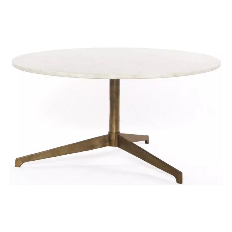 Four Hands Helen Round Coffee Table - Raw Brass | Unlimited Furniture