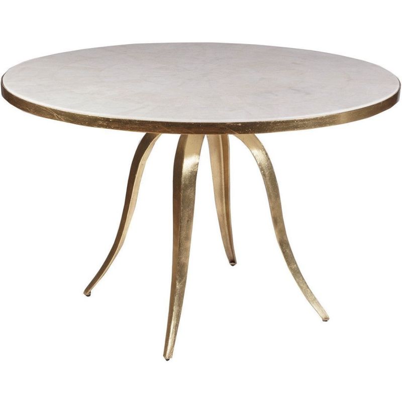 Artistica Home Crystal Stone Round Dining Table in Gold Foil ...