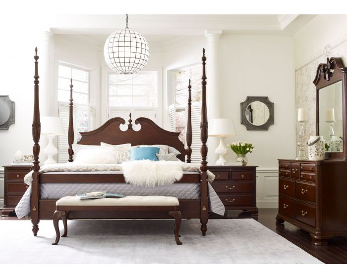 Kincaid Furniture Hadleigh Rice Carved Bedroom Set in Queen