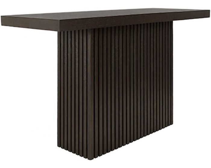 Worlds Away Vanna Slatted Base Console Table in Dark Espresso Oak ...